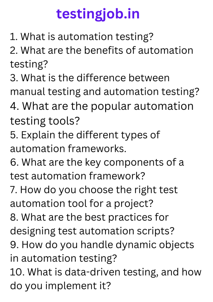 Automation testing Interview Questions ( Very Important and Must know ...